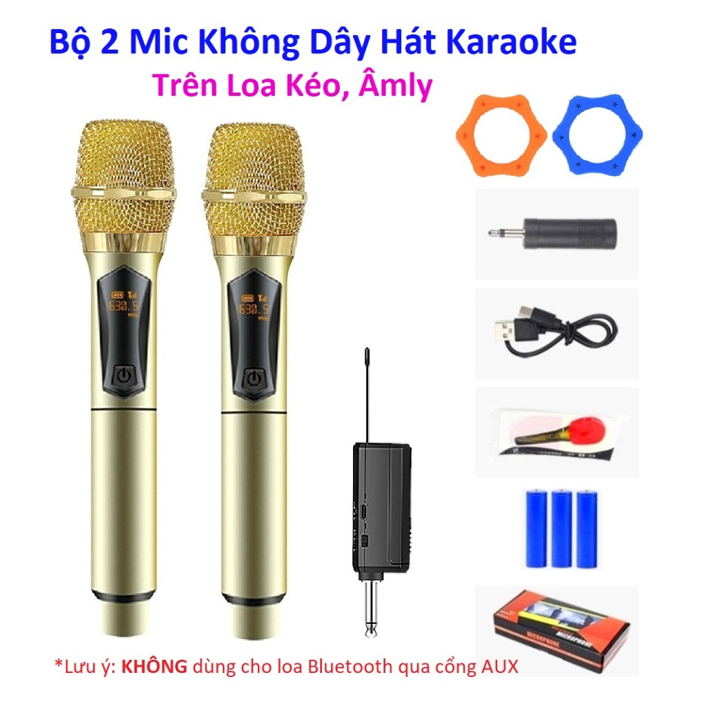 Bộ Micro Không Dây UHF Chỉnh Âm Lượng, Tần Số, Dùng Cho Loa Kéo Amply ...