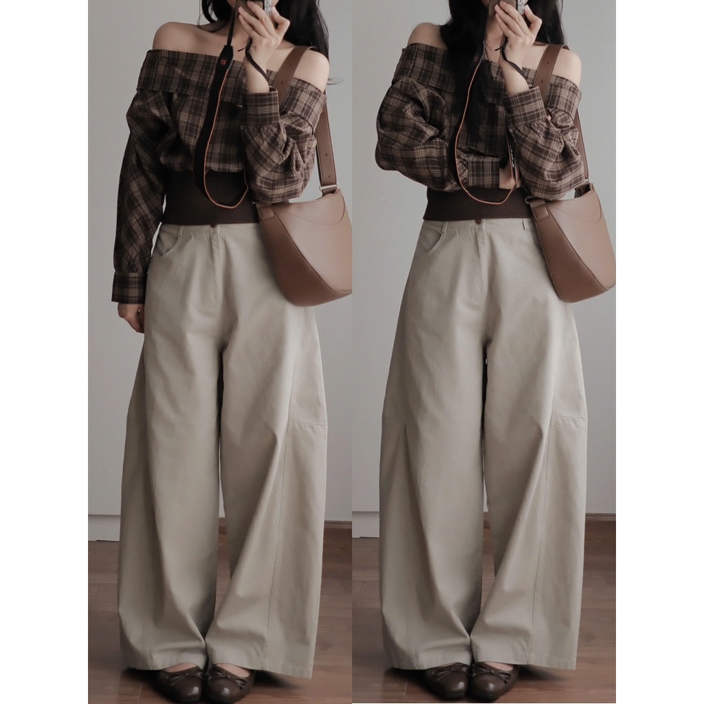 Q003 Quần baggy thô WM dáng dài Audrey | Shopee Việt Nam