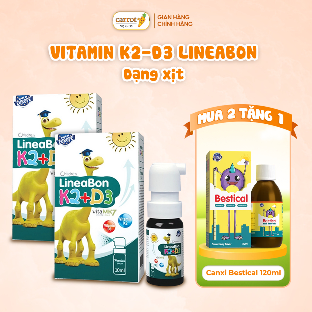 Lineabon D3 K2 Dạng Xịt Tiện Lợi Hỗ Trợ Hấp Thu Canxi, Tăng Chiều Cao ...
