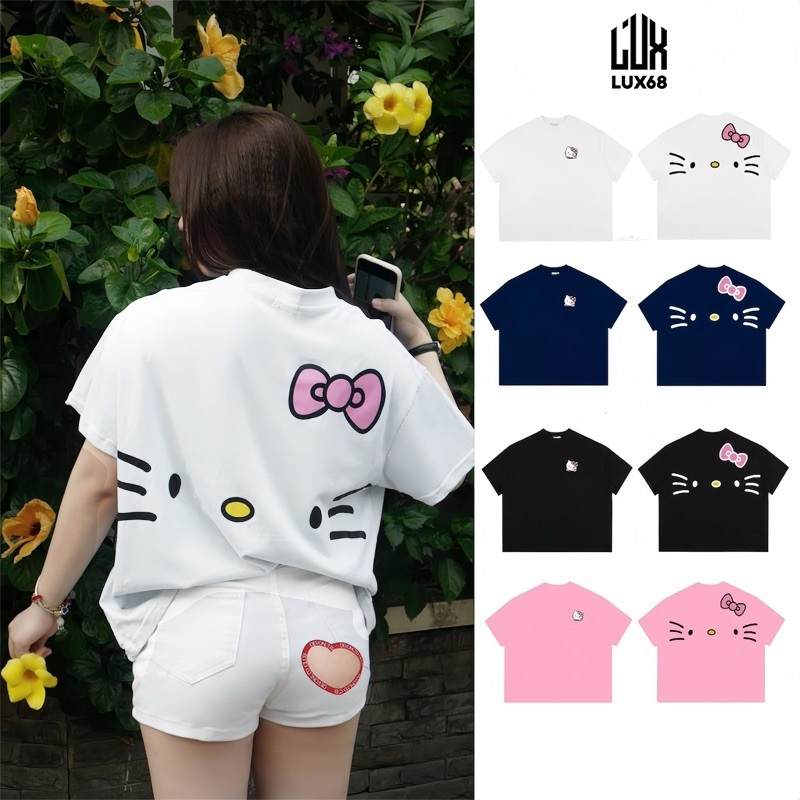 Áo thun Hello Kitty Ume unisex tay lỡ nam nữ form rộng, áo phông Quốc ...