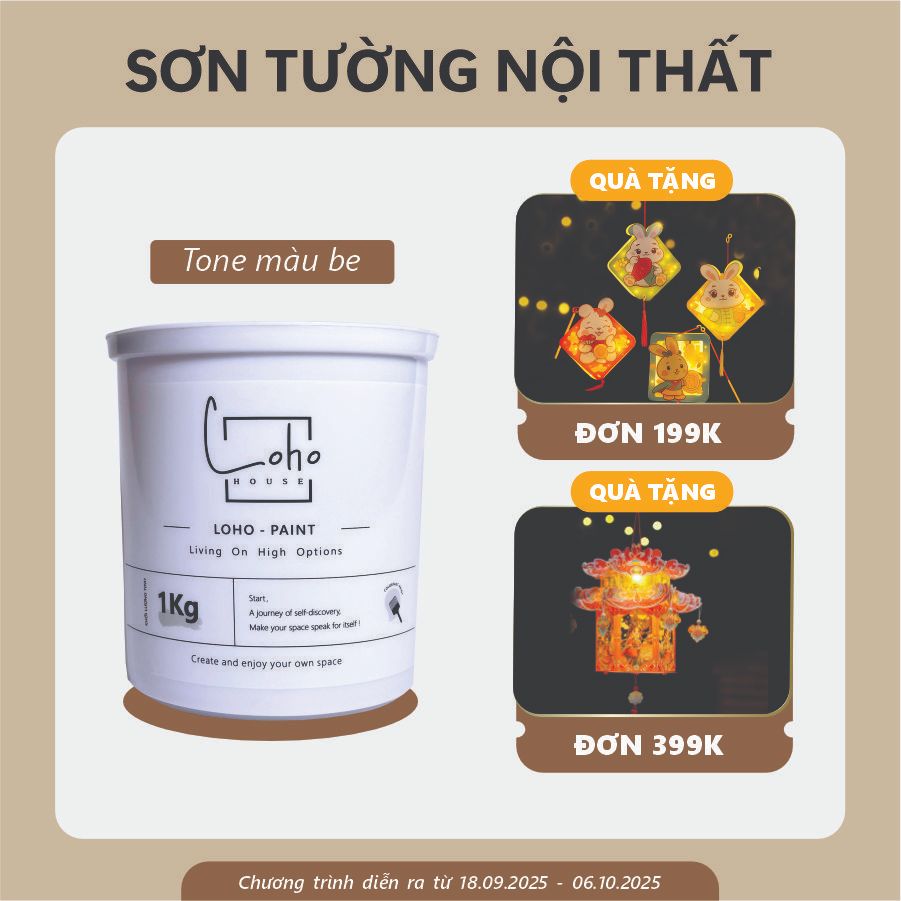 Sơn tường Loho House tone màu trà sữa | Lon sơn 1kg - Sơn nước nội thất ...