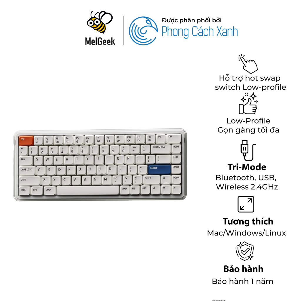 Bàn phím cơ Low-Profile MelGeek O2 | Tri-mode - Hàng Chính Hãng ...