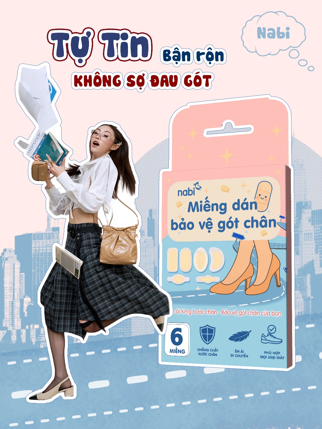 Hộp 6 Miếng Dán Gót Chân NABI Chống Trầy Xước, Êm Ái Khi Mang Giày ...
