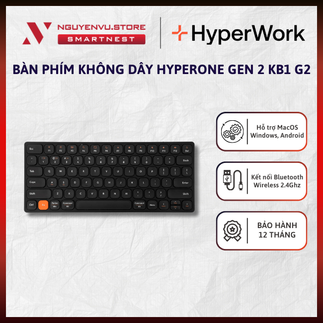 [CHÍNH HÃNG] Bàn phím không dây HyperOne Gen 2 KB1 G2 - Hỗ trợ MacOS, Windows, Android - [BẢO ...