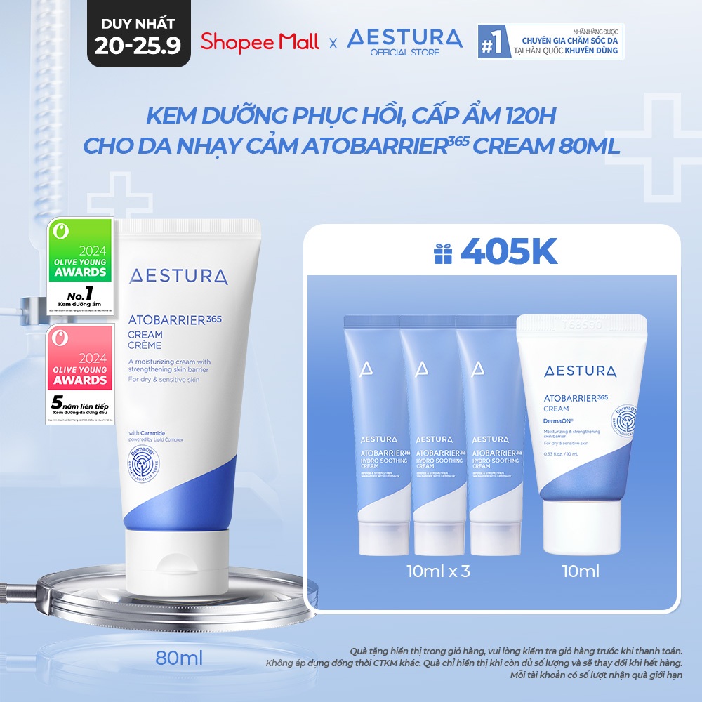[MUA 1 TẶNG 4] Kem dưỡng ẩm phục hồi và chăm sóc hàng rào bảo vệ da AESTURA ATOBARRIER365 Cream ...
