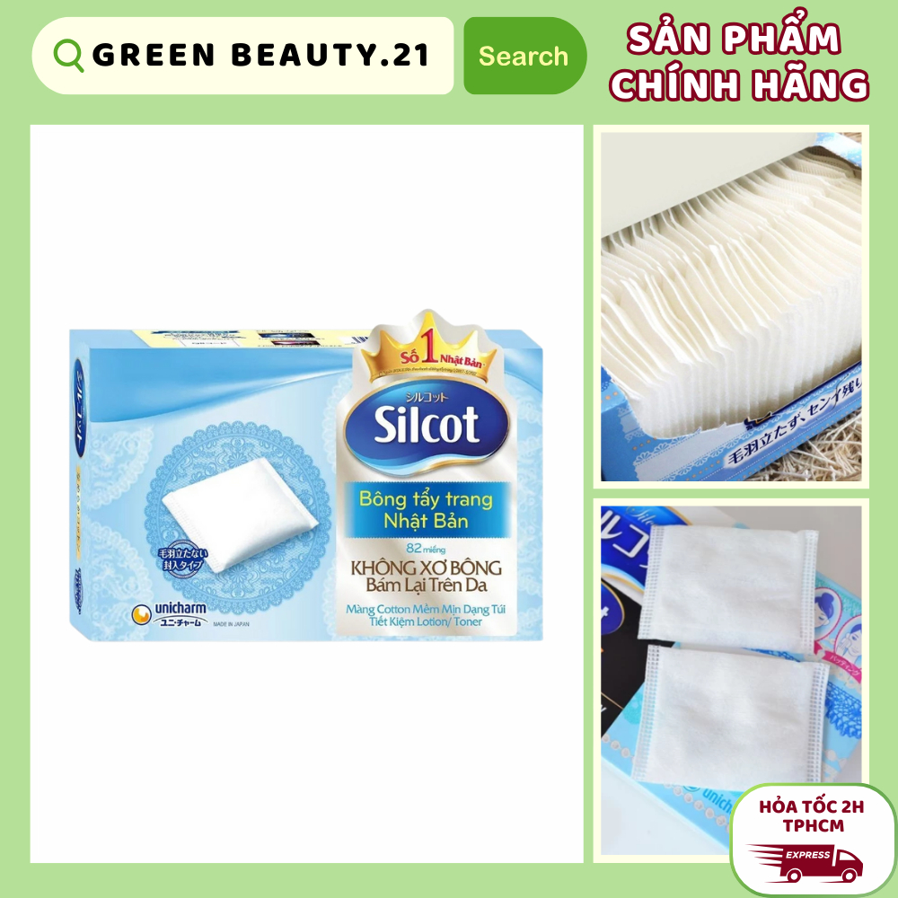 Bông Tẩy Trang SILCOT Velvety Touch Cotton 100% Dập viền chắc chắn Ko ...
