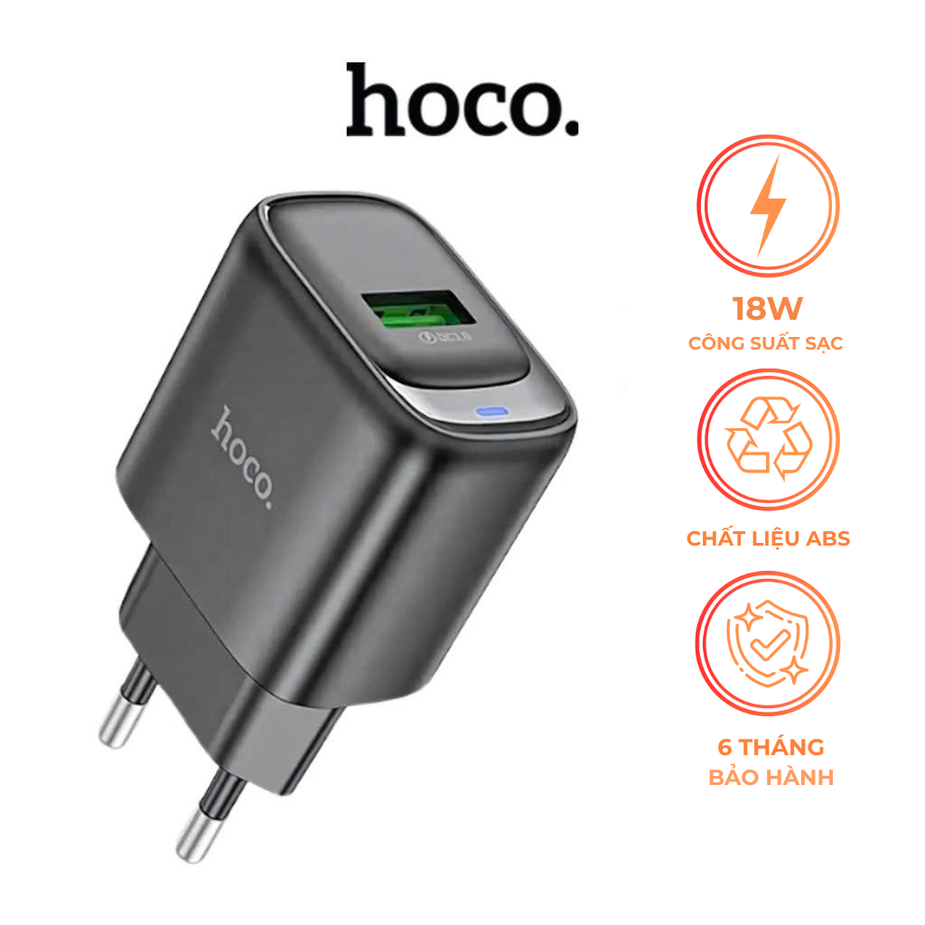 Củ sạc nhanh HOCO C140A 18W, cốc sạc 1 cổng USB 3.0 thông minh, nhỏ gọn ...