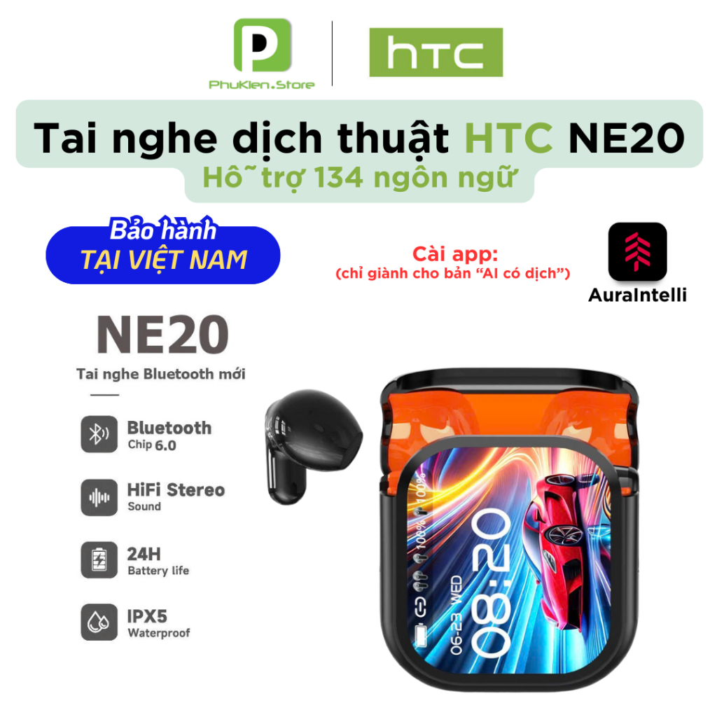 [ HỎA TỐC HCM ] Tai Nghe True Wireless Phiên dịch 134 ngôn ngữ HTC NE20 ...