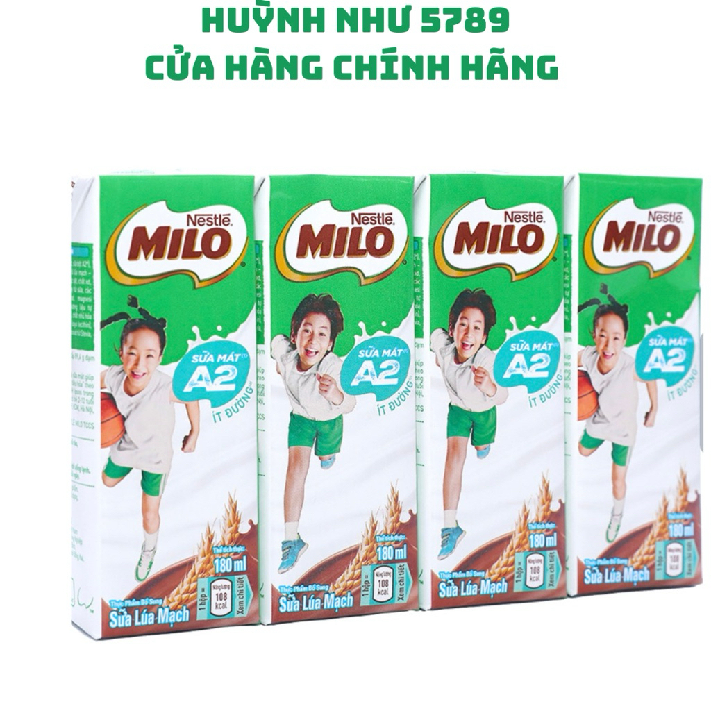 [CHÍNH HÃNG]Lốc 4 hộp sữa lúa mạch ít đường milo A2 180ml | Shopee Việt Nam