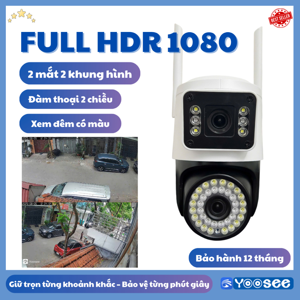 Camera giám sát ngoài trời Yoosee 2 mắt Q42 – Full HD, chống nước, quay ...