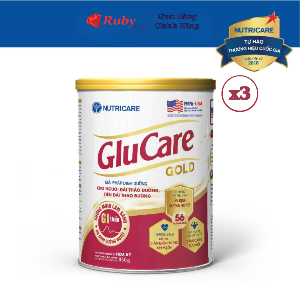 Combo 3 Lon Sữa bột Nutricare Glucare Gold 850G dinh dưỡng cho người tiểu đường | Shopee Việt Nam