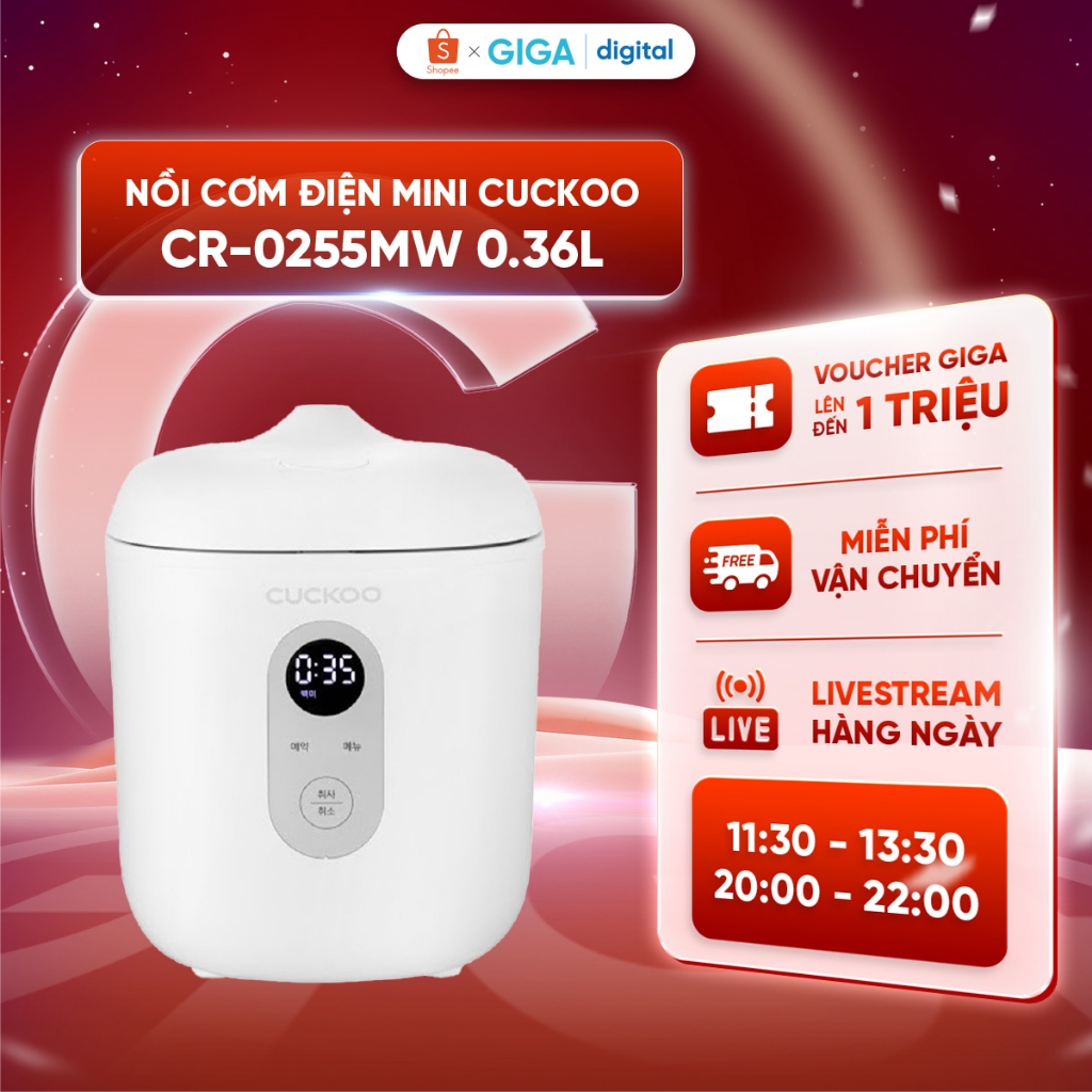 Nồi cơm điện mini Cuckoo CR-0255MW 0.36L dành cho 2 người - Nồi cơm ...