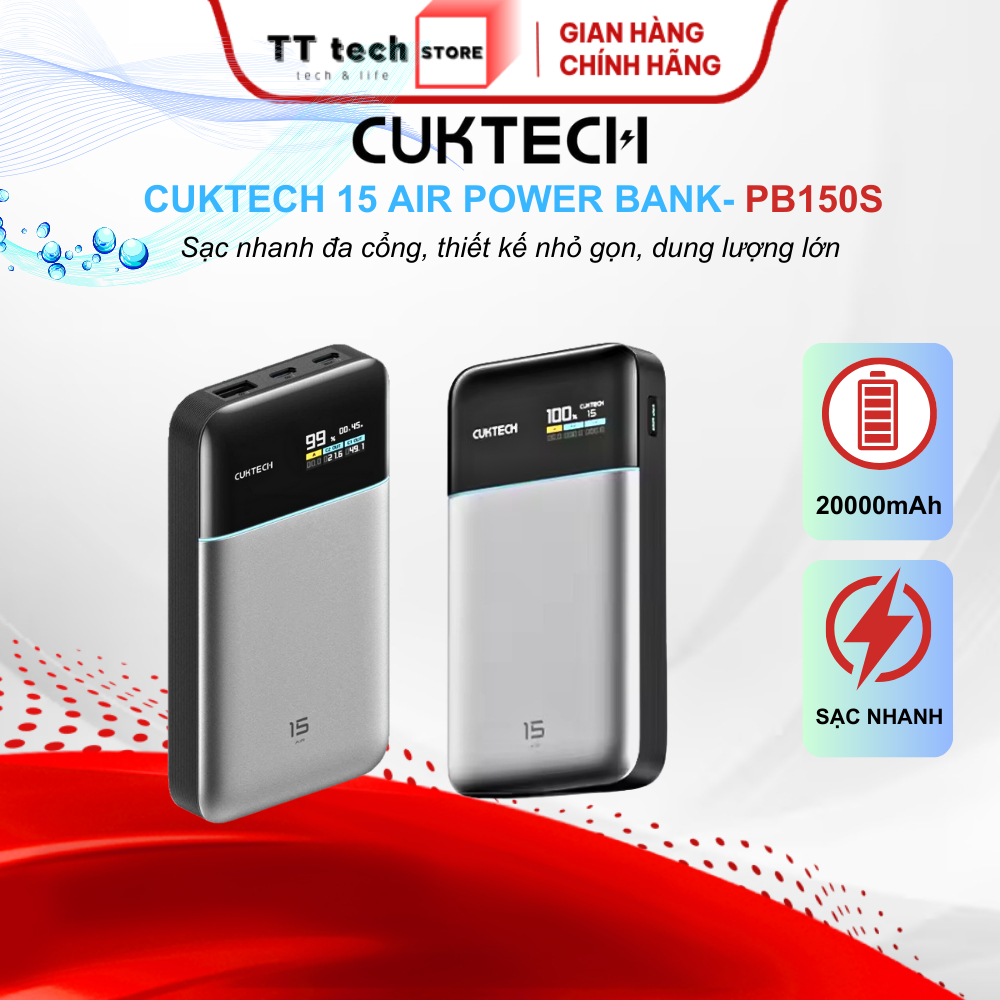Pin dự phòng Cuktech 15 Air Power Bank 100W - PB150S 15.000mAh Sạc ...
