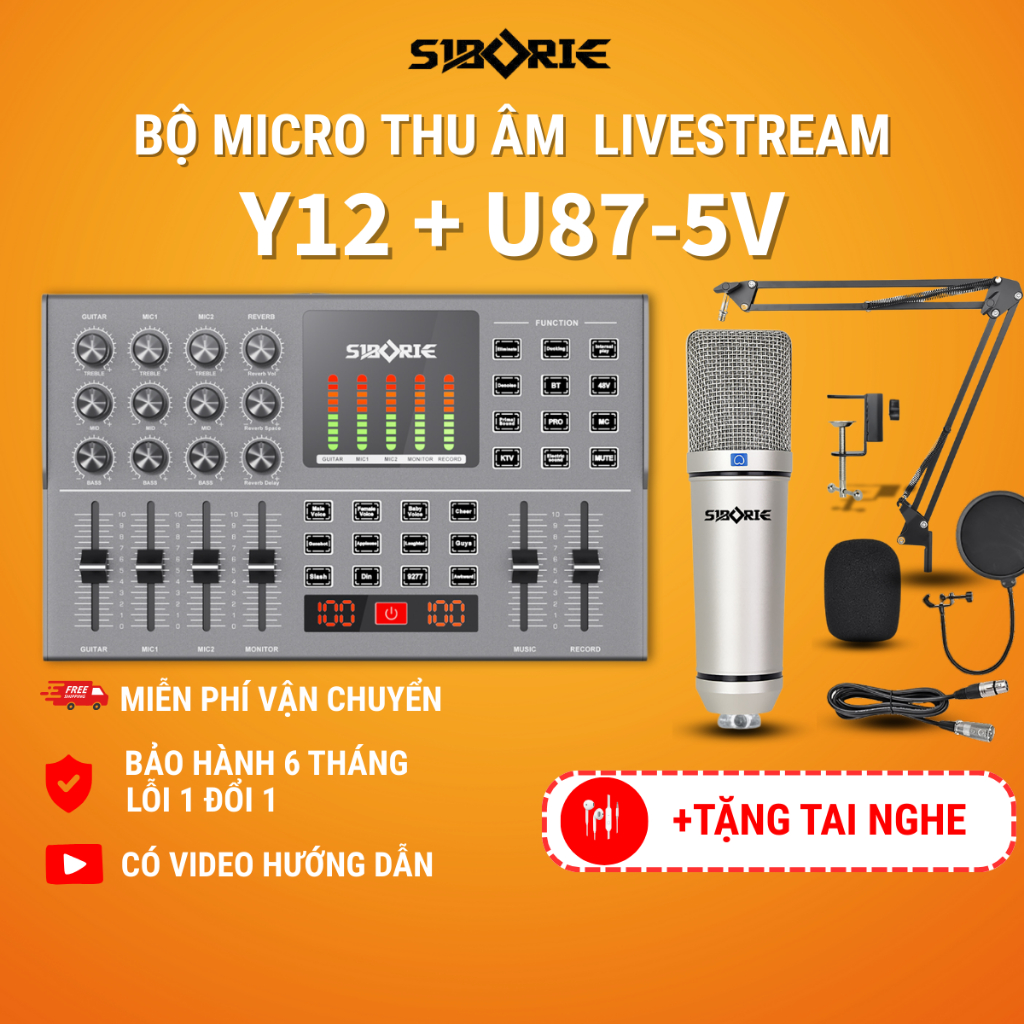 Bộ karaoke Soundcard SIBORIE Y12 + Micro U87 5V | Card Âm Thanh Cao Cấp ...