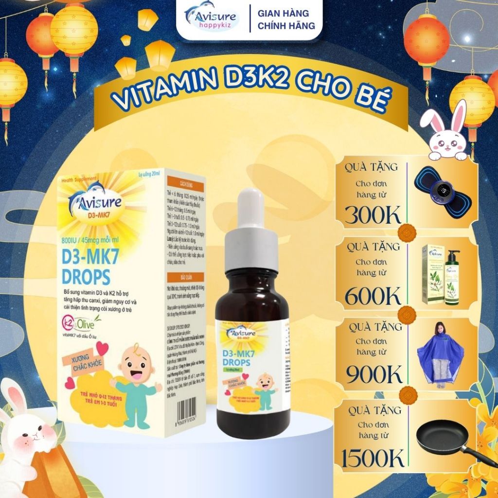 Avisure D3-MK7 Bổ Sung Vitamin D3 K2 MK7, Hấp Thu Canxi, Hỗ Trợ Xương Chắc Khỏe,Phát Triển Chiều ...