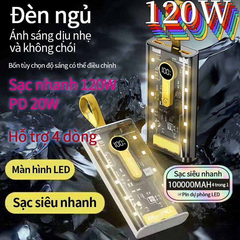 Pin dự phòng 100000mAh 120W Sạc nhanh chính hãng Pin dự phòng Type-C ...