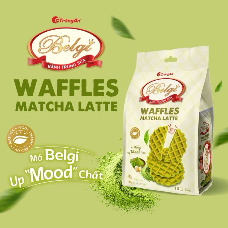 BÁNH TRỨNG SỮA GIÒN BELGI WAFFLES MATCHA LATTE GÓI 278G | Shopee Việt Nam