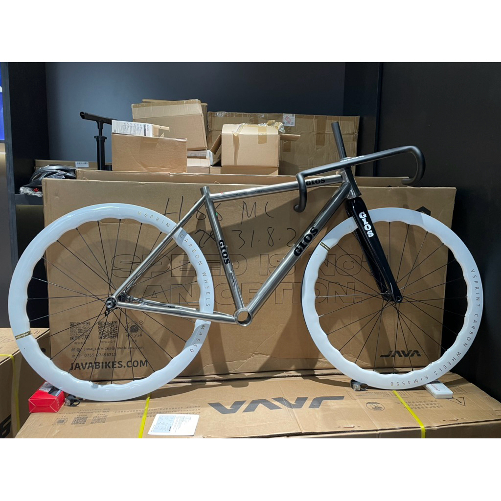 Bộ khung road bike TITAN - hiệu GLOS - khung siêu cứng - đã kèm chén cổ ...