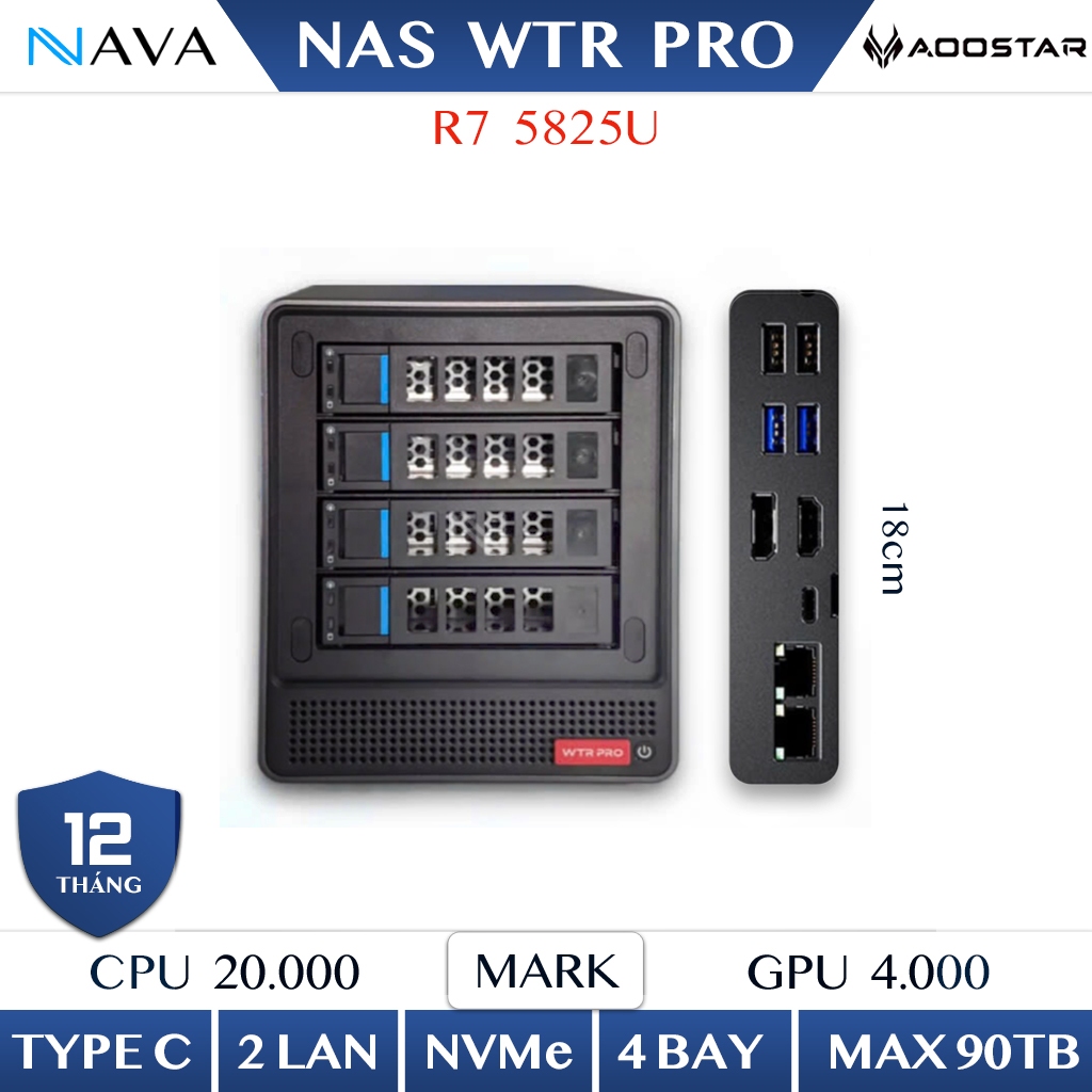 NAS Aoostar WTR Pro Ryzen 7 5825U DDR4 NVMe WiFi6 144TB - 152GB | Bộ ...