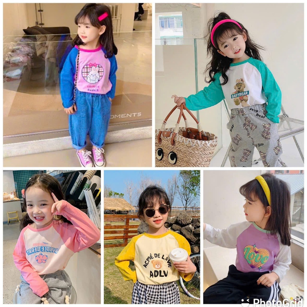 Áo Thun Cotton Tay Dài Bé Gái Gold Kids Tay Phối Cá Tính Size Từ 10 ...