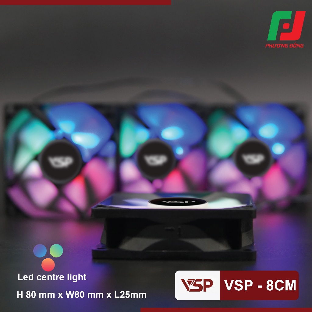Quạt tản nhiệt Case - Fan Case VSP 80mm Led trung tâm VSP-08CM | Shopee ...