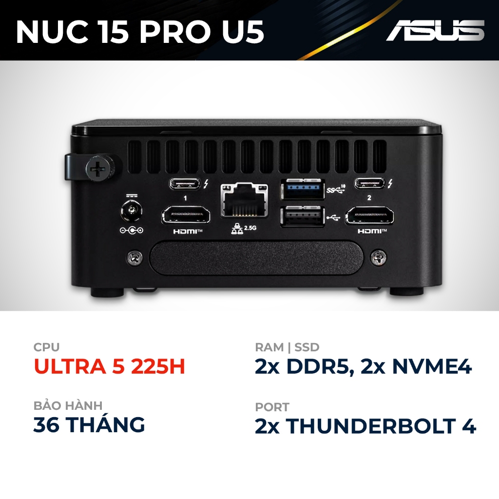 ASUS NUC 15 Pro Mini PC | Intel Core Ultra 5 225H | RAM DDR5 | SSD NVMe ...