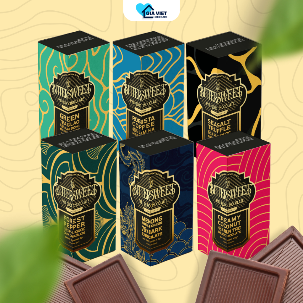 SÔCÔLA thủ công BITTERSWEET Hộp Dozen 72g (12 thanh 6g) - đa dạng 6 vị ...