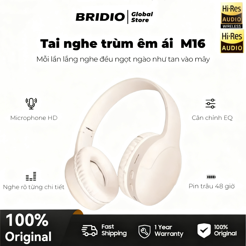 Tai Nghe Bluetooth gameming có dây Chụp Tai Bridio M16 - Giảm Sốc Pin ...