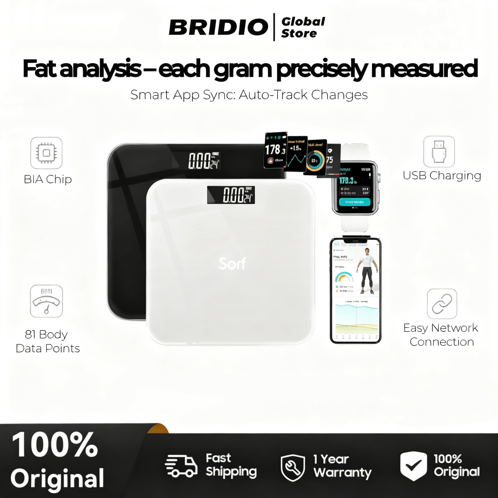 Cân thông minh Bridio × Sorf - Đo 20 chỉ số cơ thể, kết nối Bluetooth ...