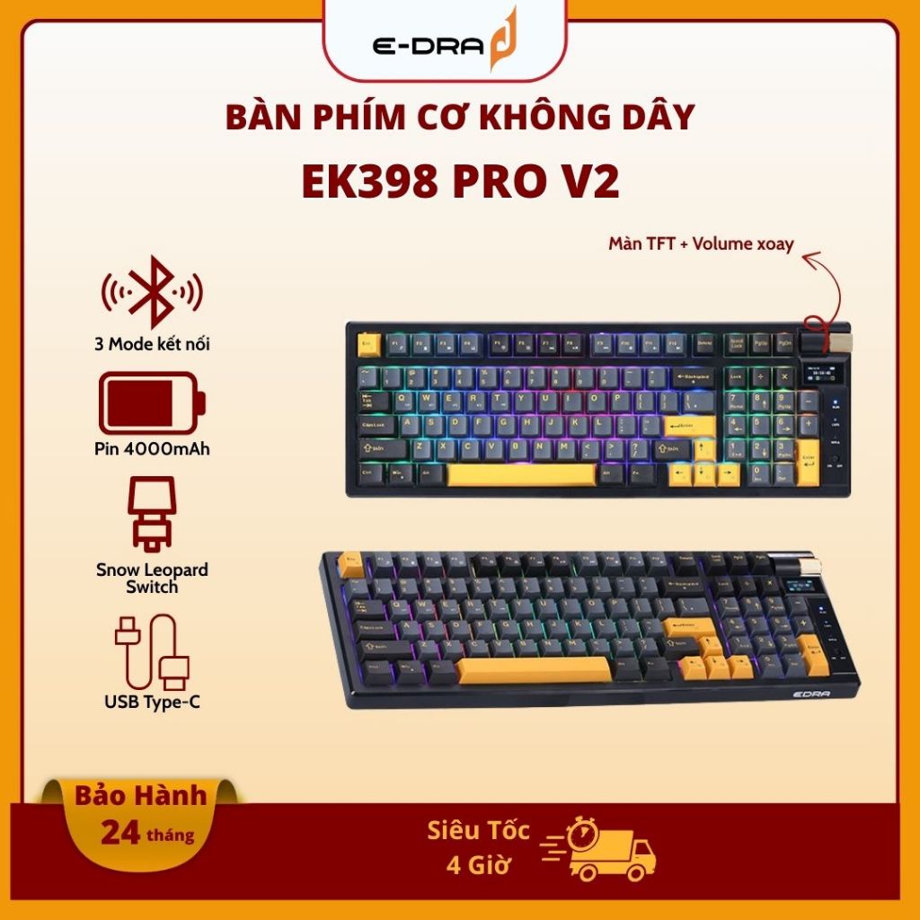 Bàn Phím Edra EK398 Pro V2 Keyboard Cơ Không Dây Gaming Chính hãng Bảo ...