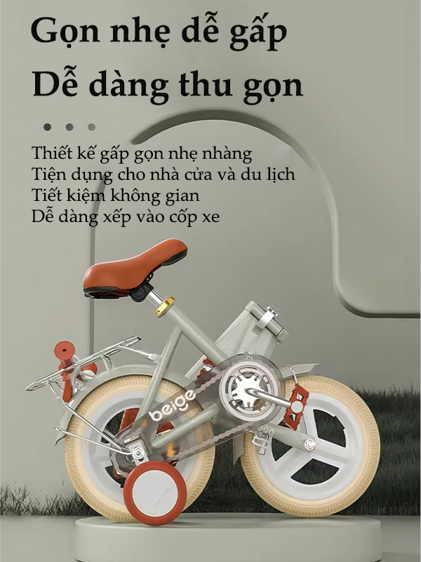 xe đạp Beige,xe đạp cho bé 2 tuổi,xe đạp gấp gọn,Vành nguyên khối hợp ...