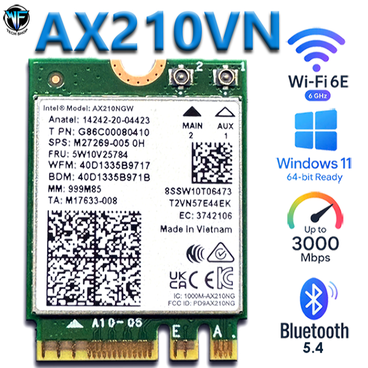Card WiFi 6E Intel AX210 NGW WiFi 6E Bluetooth 5.4 | Bản Cao Cấp Chính ...