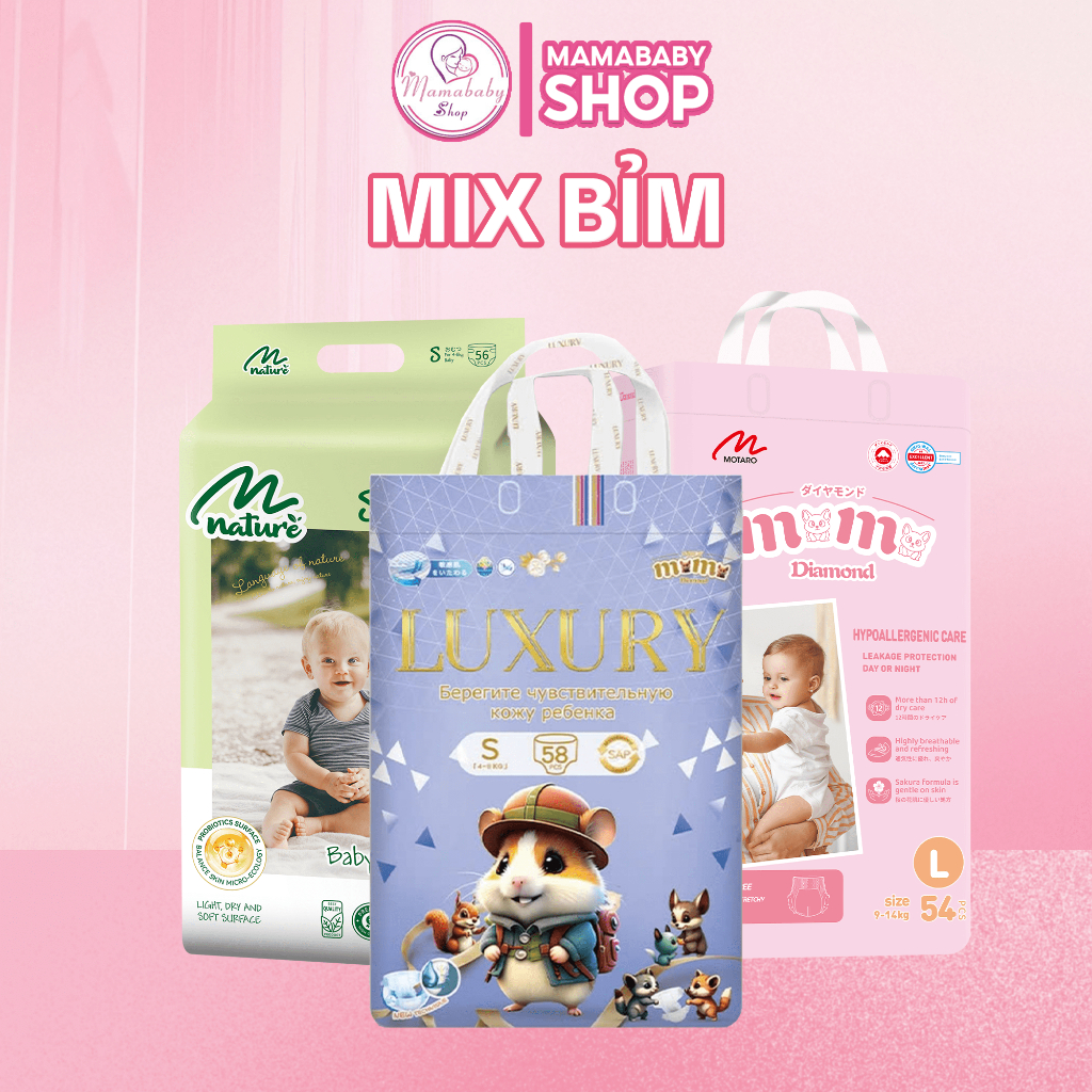 Tã Bỉm Dán/Quần Momo Diamond, Bỉm Momo Nature Mẫu Mới, Bỉm Momo Luxury ...
