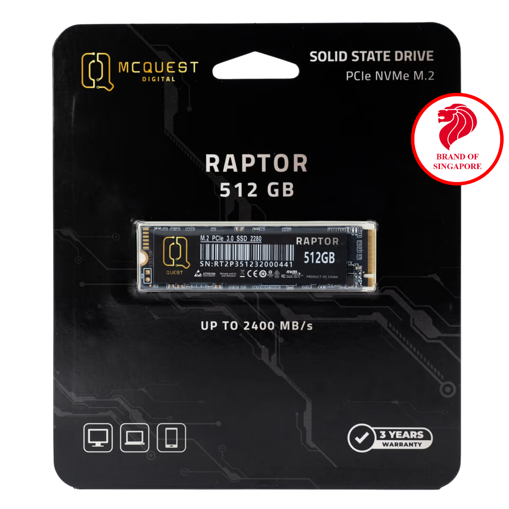 Ổ Cứng SSD MCQuest Raptor 512GB NVME Gen 3×4 (2400 MB/s/ 1600 MB/s ...