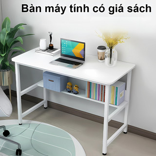 Bàn học , làm việc có kệ lửng U0208 , bàn gỗ khung sắt KT 40X80X75cm ...