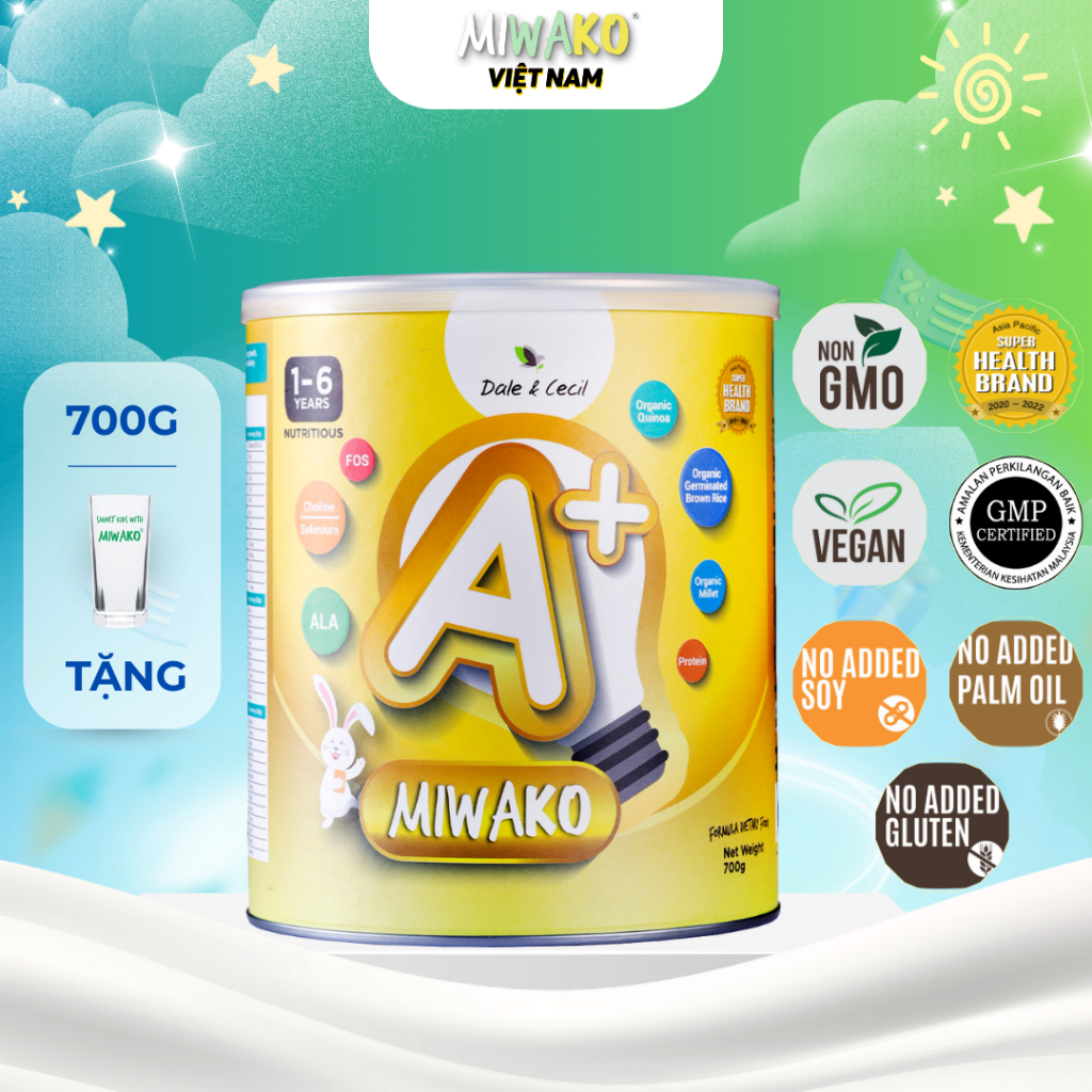 Sữa Miwako A+ Vị Vani Hộp 700g Chuẩn Hoa Kỳ - Dòng sữa hạt hữu cơ thuần ...