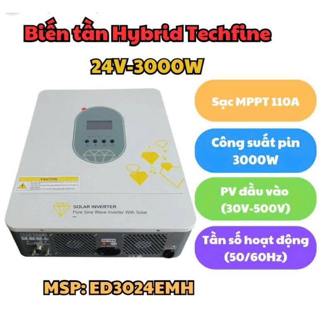 Biến tần Hybrid Techfine 3000W 24V, PV 40-500V - GD3024EMH | Shopee ...