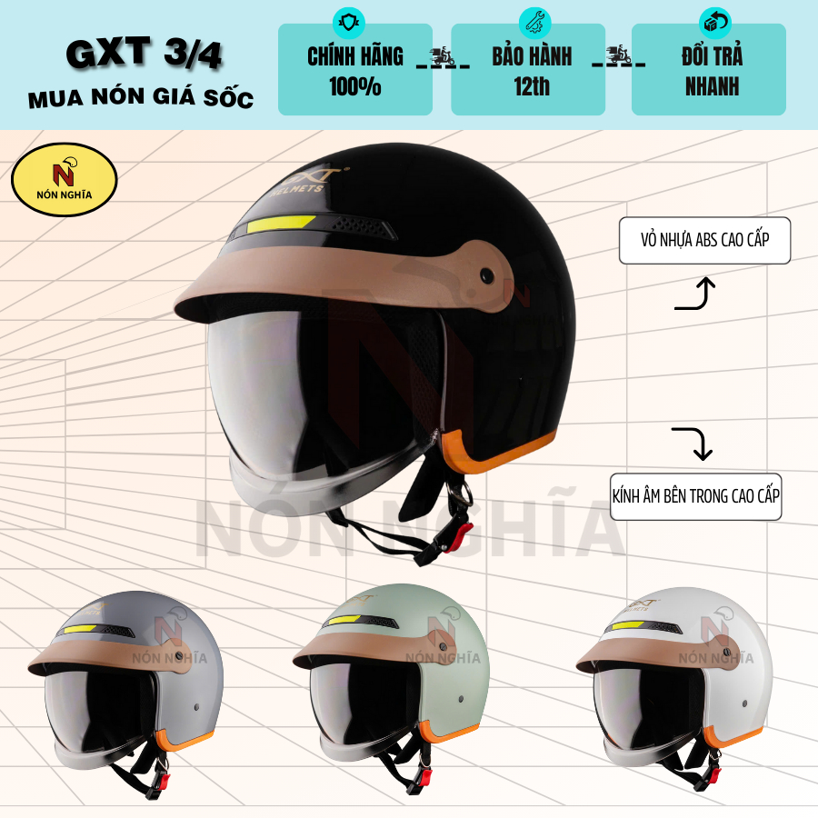 {SALE SẢN PHẨM MỚI} Mũ Bảo Hiểm 3/4 GXT 139 Kính Âm - Chính Hãng - Kính ...