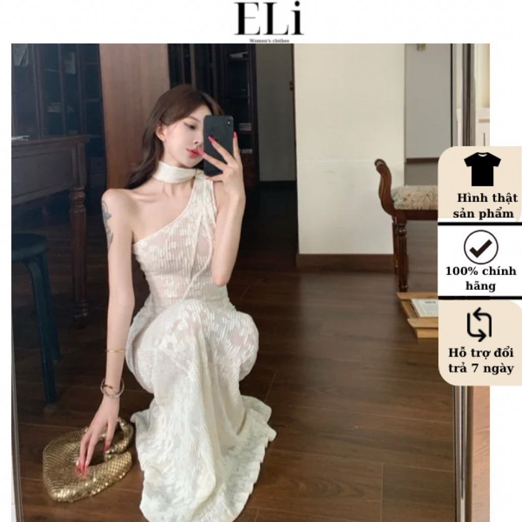 Đầm lệch trễ vai L11 ELi ren dáng dài kiểu dự tiệc sang chảnh ôm body ...