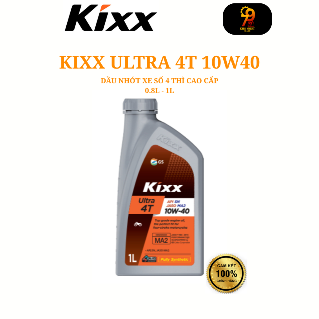 Nhớt xe số cao cấp, KIXX ULTRA 4T, 1L 0.8L , Full tổng hợp, JASO MA2 ...