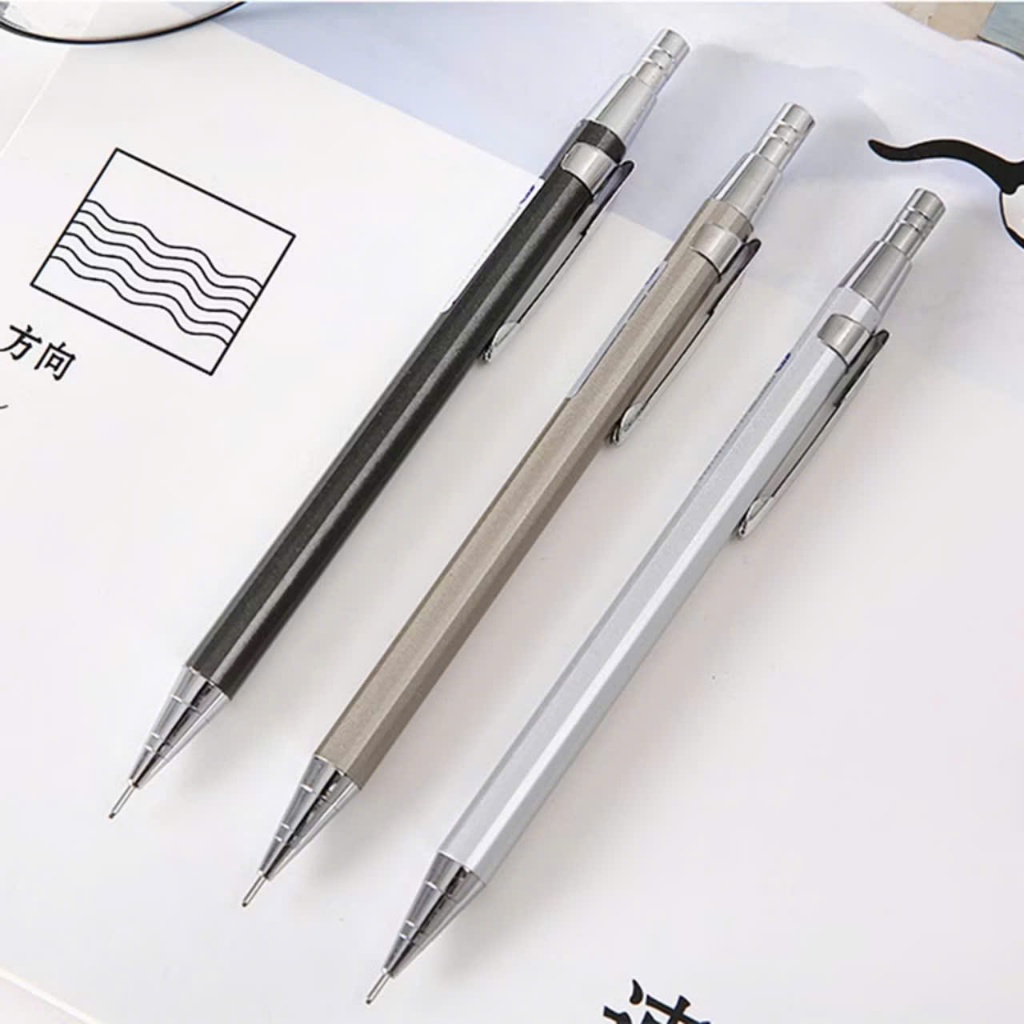 Bút chì kim thân kim loại Eras 0.5/0.7mm. Bút chì bấm kĩ thuật Inox kèm ...