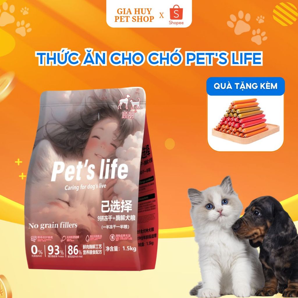 Thức ăn cho Chó Pet's Life, Công thức không độn ngũ cốc túi 1,5kg siêu ...