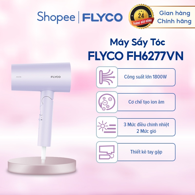 Máy Sấy Tóc Flyco Công Suất Lớn (1800W) FH6277VN Chế Độ Sấy Anion & Sấy ...