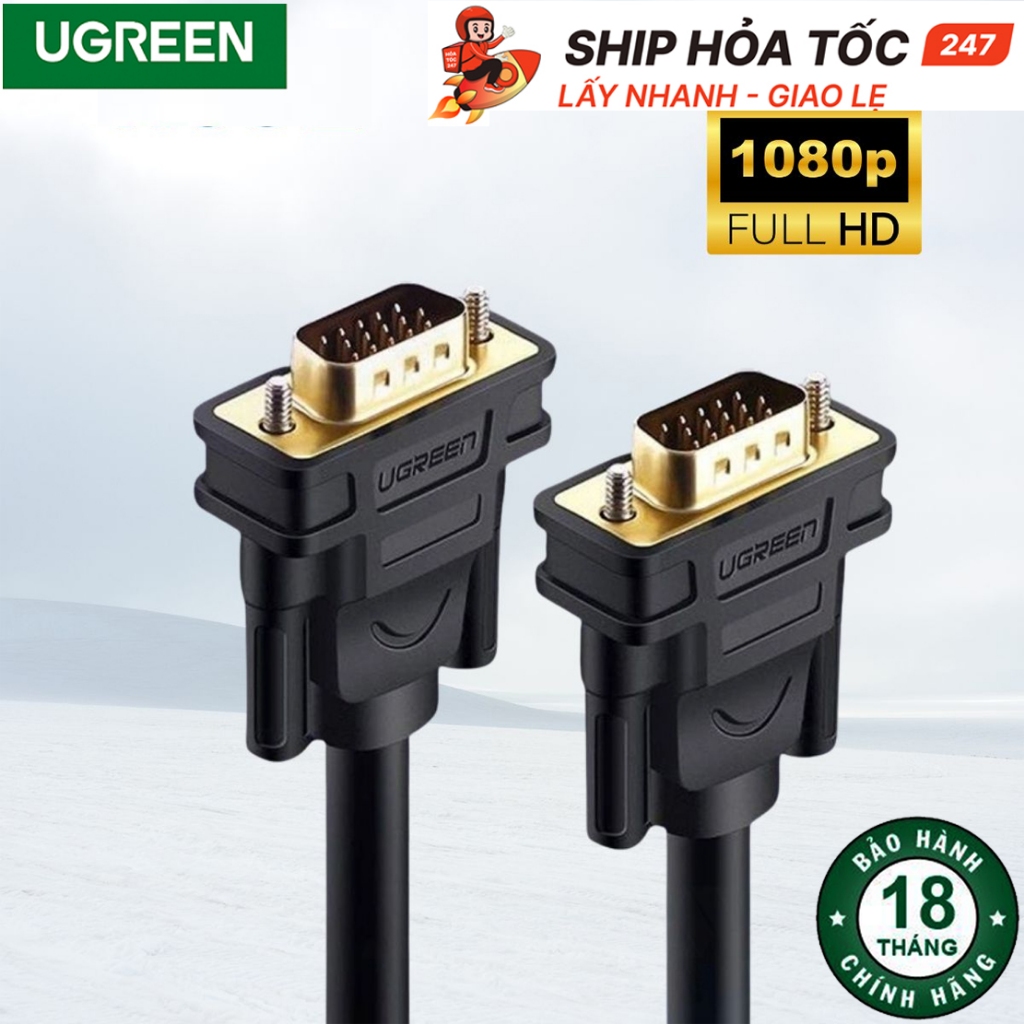 Cáp VGA 15 Pin UGREEN VG101 Mạ Vàng Kết Nối PC Laptop Với Màn Hình, TV ...