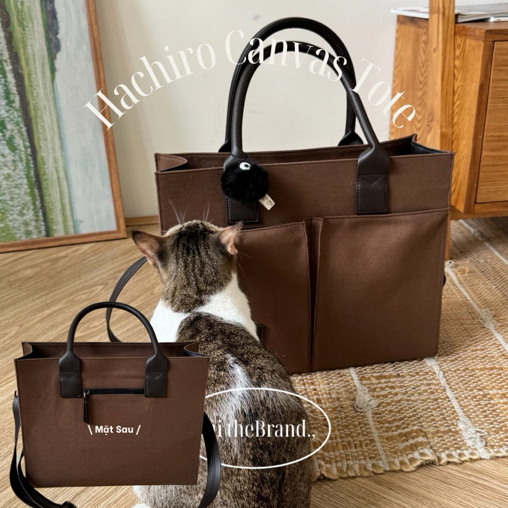 [ Tặng Susuwatari ] Hachiro Leather Canvas Tote - TÚI TOTE CHẤT DA ...