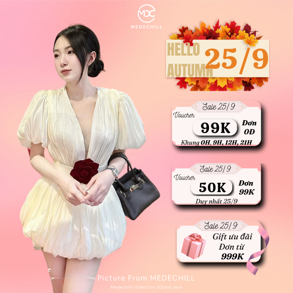 Set Dự Tiệc Sang Chảnh Medechill Áo Nhún Bồng Chiết Eo Đính Hoa Tiểu ...