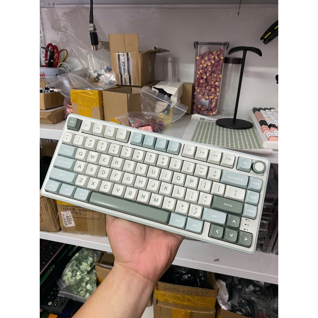 RK R75 Pro – Bàn phím cơ 2nd, Fullbox, 3 mode, keycap Mint Grey, ngoại ...