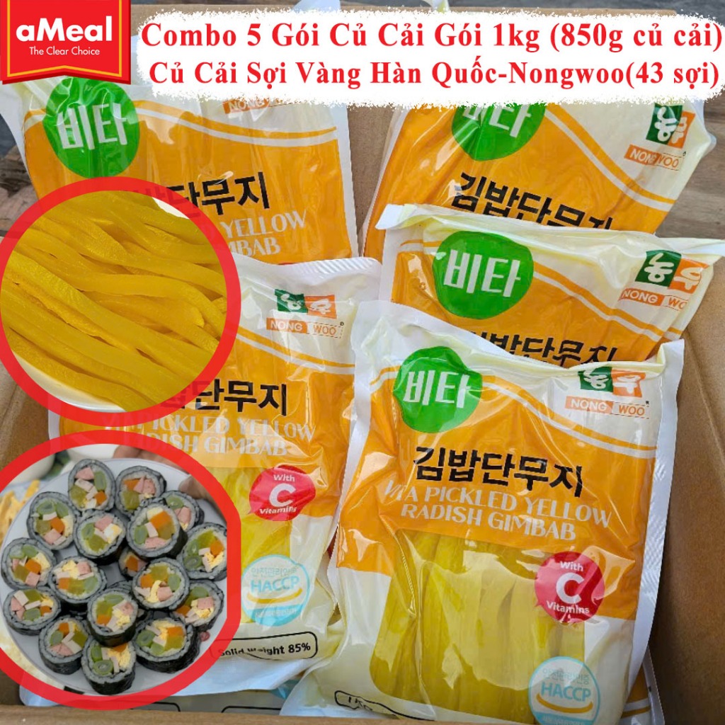 Combo 5 gói củ cải vàng sợi Hàn Quốc, củ cải muối vàng làm cơm cuộn ...