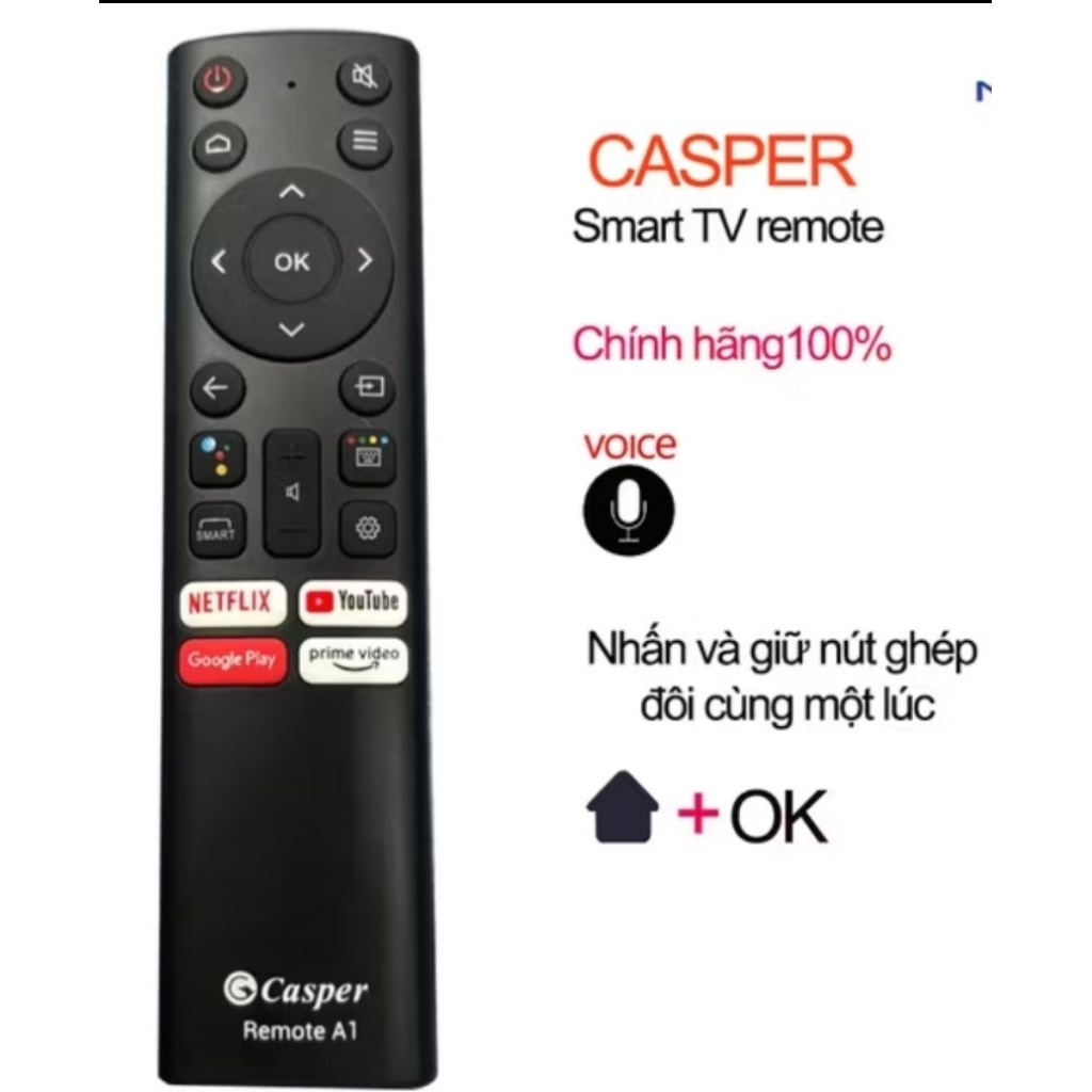 Remote điều khiển tivi Casper A1, Điều Khiển TV Casper Internet Có Giọng Nói (không kèm pin)(Z ...