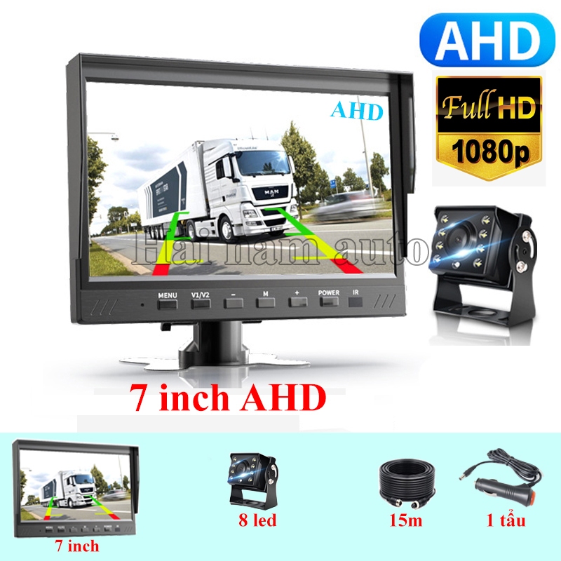 Bộ camera xe tải, màn hình 7 inch, camera lùi 8 led, độ phân giải 1080P ...